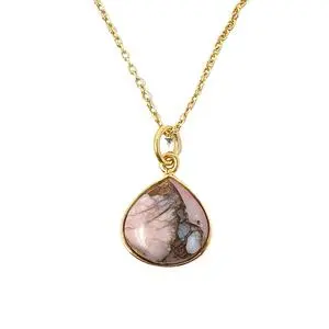 HARFI Gold Vermeil Plated Opal October Birthstone Necklace - Pink