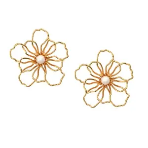 THE PINK REEF Hallow Floral With Pearl - Gold