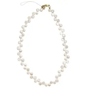 FARRA Petal Shaped Freshwater Pearls Phone Strap - White