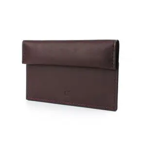 GODI. Handmade Compact Leather Coin And Card Holder Oxblood - Red