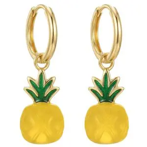 SEREE Harvest Jade Stone Charm Earrings In Pineapple - Yellow