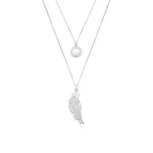SEVEN SAINTS Archangel Gabriel Angel Of Communication Necklace, White Rhodium, Clear Quartz - Silver
