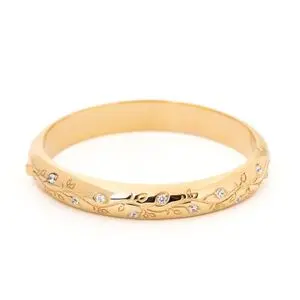 BELINDA JEWELZ Vivian Floral Gemstone Chunky Bangle - Gold