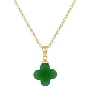 SEREE Clover Jade Pendant Necklace - Green
