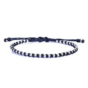 HARBOUR UK Spitalfields Silver Rope Bracelet - Black