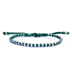 HARBOUR UK Spitalfields Silver Rope Bracelet - Green