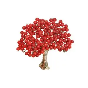 FARRA Handcrafted Bamboo Coral Tree Brooch - Red