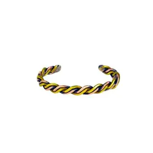 ANATOLIACRAFT Handmade Solid Copper Twist Cuff Bracelet - Gold