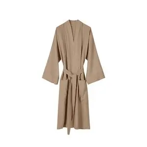 TAMEKO Nami Organic Cotton Kimono Robe / Stone - Grey
