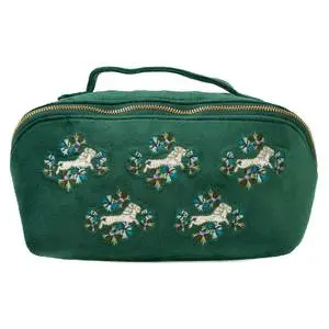 HOUSE OF MURPHY Embroidered Velvet Cosmetic Dark Prance - Green