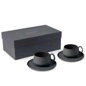 Esma Dereboy Tube Tea Cup Wıth Saucer Set Of Two - Black