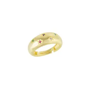 SPERO LONDON Celestial Sterling Silver Dome Ring With Rainbow Stones Multicolour - Gray