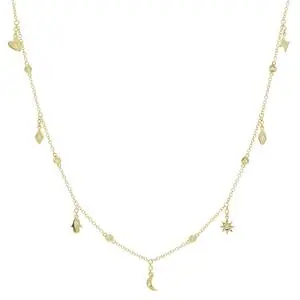 KAMARIA Diamond Charm Choker Necklace - Gold