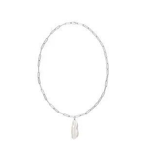 ORA PEARLS Sterling Silver Long Baroque Pearl Necklace - Silver/white
