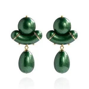SAULE LABEL Aria Earrings In Temple Jade - Green