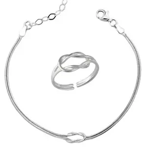 SPERO LONDON Knot Bracelet & Ring Set In Sterling - Silver