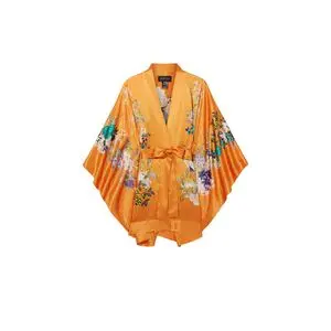 MENG Silk Satin Short Kimono - Orange