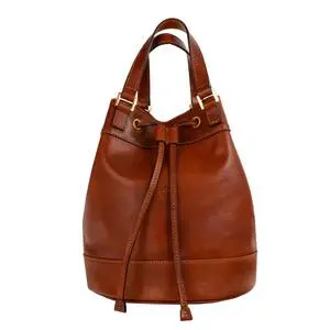 TIME RESISTANCE Tan Leather Bucket Bag Light In August - Brown