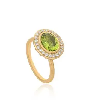 THE JEWELZ Green / Silver Peridot Gemstone Dayglow Ring - Green/silver