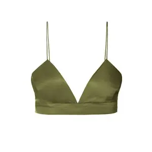 AGGI BY HALEWSKI Asha Satin Olive Branch Bralette Top - Green