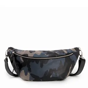 JUAN-JO Sling Leather Bag Camouflage Large Waist Bag - Black