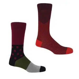 PEPER HAROW - MADE IN ENGLAND Mayfair & Hilltop Burgundy Socks 2 Pack - Red