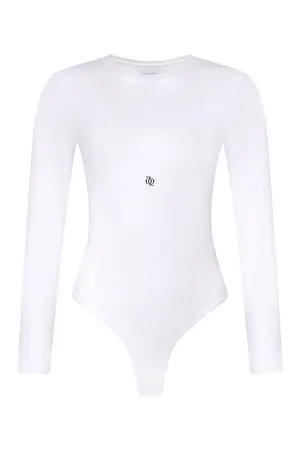 GOD SAVE QUEENS Second Skin Long Sleeve Crew-neck Bodysuit - White