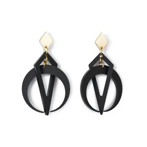 TOOLALLY Petite Crescent Hoop Earrings - Black