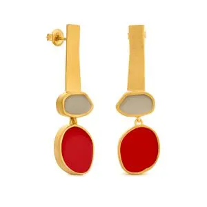 Joidart Long Golden Earrings Collage Multicolored - Yellow
