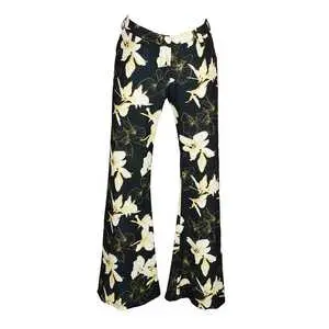JENNAFER GRACE Black / Yellow Mareesa Trousers In Lemon Orchid Blossom - Black/yellow