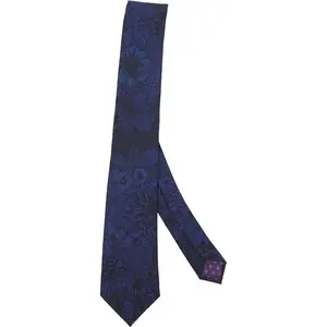 LORDS OF HARLECH Taddeo Marco Floral Merino Tie Midnight - Blue