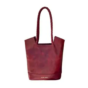 LAUREN REED CO The Car Leather Tote Bag Merlot - Red