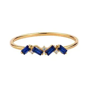 BELINDA JEWELZ Gold Sapphire Baguette Ring - Gold/blue