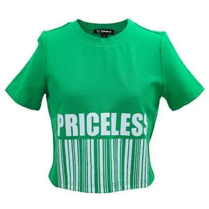 SMART AND JOY Typo Print Crop T-shirt - Green
