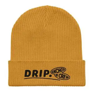 ANCHOR & CREW Mustard Drip Gen. Organic Cotton Embroidered Beanie - Yellow