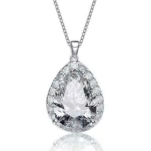 GENEVIVE Rachel Glauber Pear-shaped Pendant Necklace With Cubic Zirconia - White