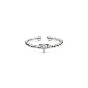 SHABELLA NYC Silver / White Triangle Adjustable Ring White - Silver/white