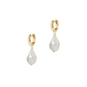 MURU Freshwater Pearl Drop Earrings - Gold