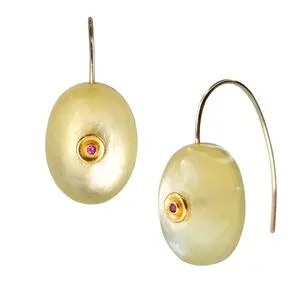BOMBYX HOUSE Lepidolite Tourmaline Gold Drop Earrings - Yellow
