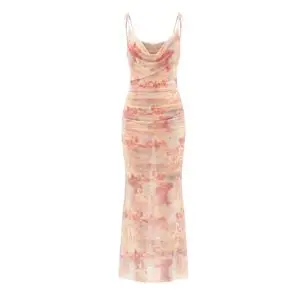 ALOMA STUDIO Nigme Maxi Mesh Dress Print - Pink