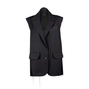 UNA BERZINA Oversized Raw Hemline Vest - Black