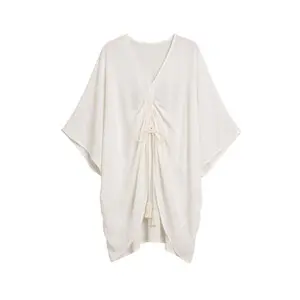 Saachi Short Tassel Tie Kaftan - White