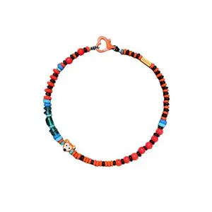 DESERT LOBBY Glass Beaded Necklace - Black/orange/blue