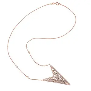 ARTISAN Rose Gold / White Baguette Diamond Geometric Pendant Necklace In 18k Rose Gold - Rose Gold/white
