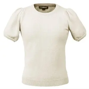 SMART AND JOY Short Sleeves Round Neckline Knit Top - White