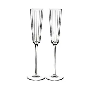 ELISKÁ Pair Of Crystal Champagne Flutes - White