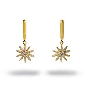 EBRU JEWELRY Minimalist Hook Spiritual Sun Dangle Earrings - Gold