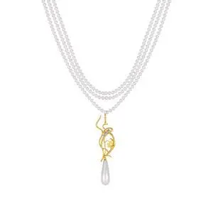 RETRO CHIC White / Gold Lily Of The Valley Necklace - White/gold