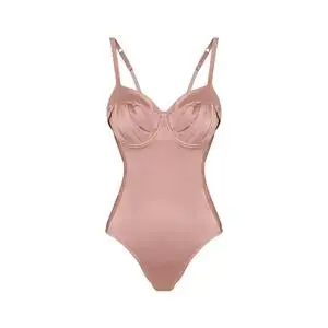 CASKADE LONDON Artemis Structured Silk Satin Bodysuit - Pink