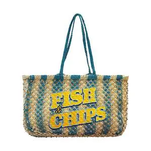 LILLY LOVES Fish & Chips Jute Bag - Blue